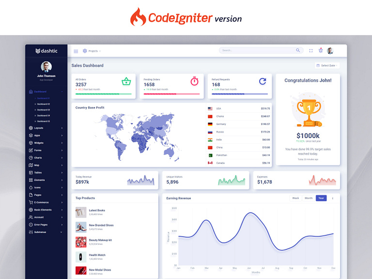 Dashtic - CodeIgniter Admin & Dashboard Template by SPRUKO™ on Dribbble