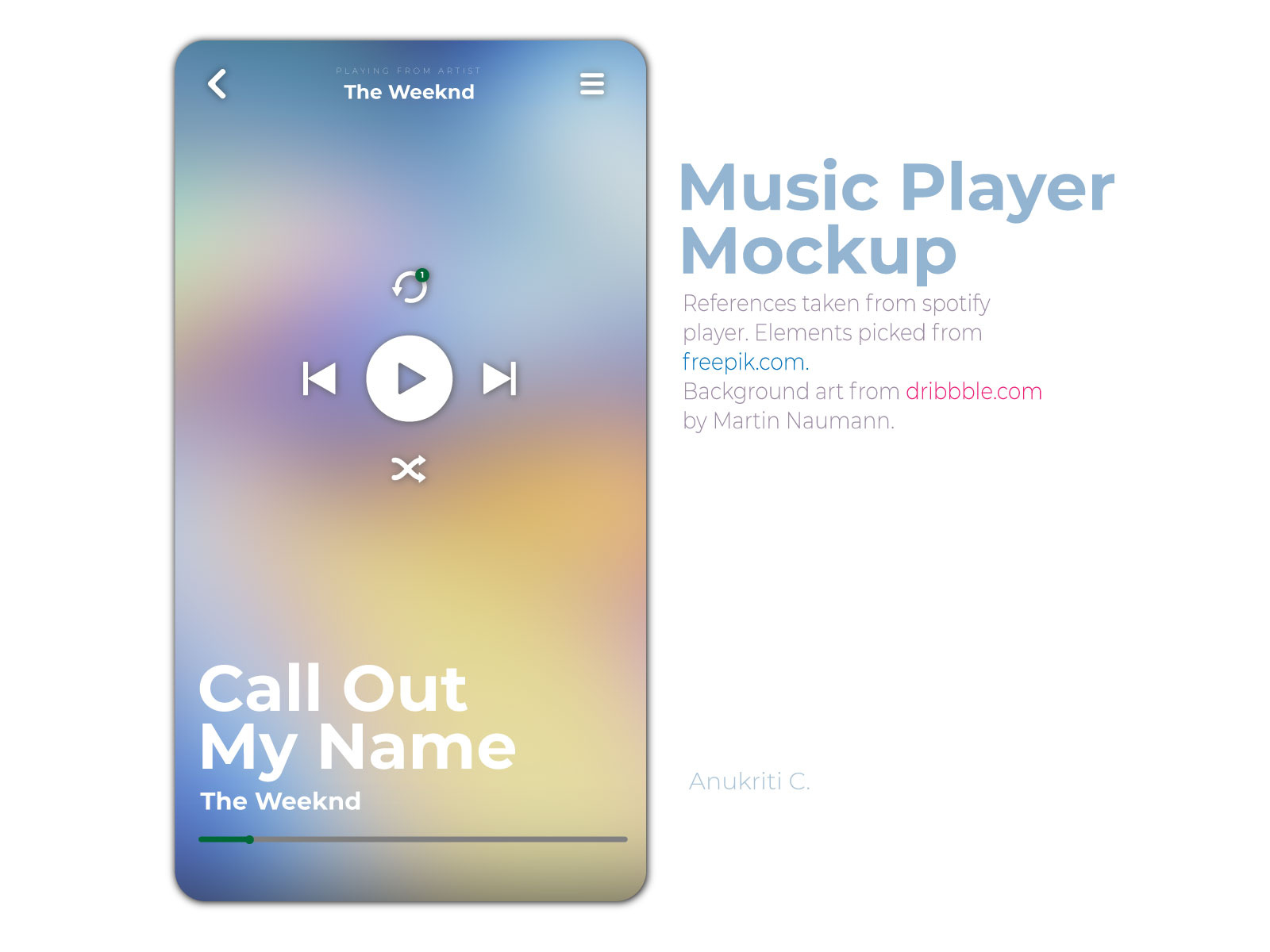 player mockup by Anukriti C. on Dribbble