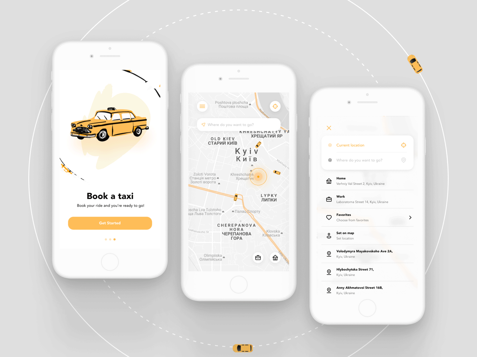 Design taxi app by Zhenya Azarova on Dribbble