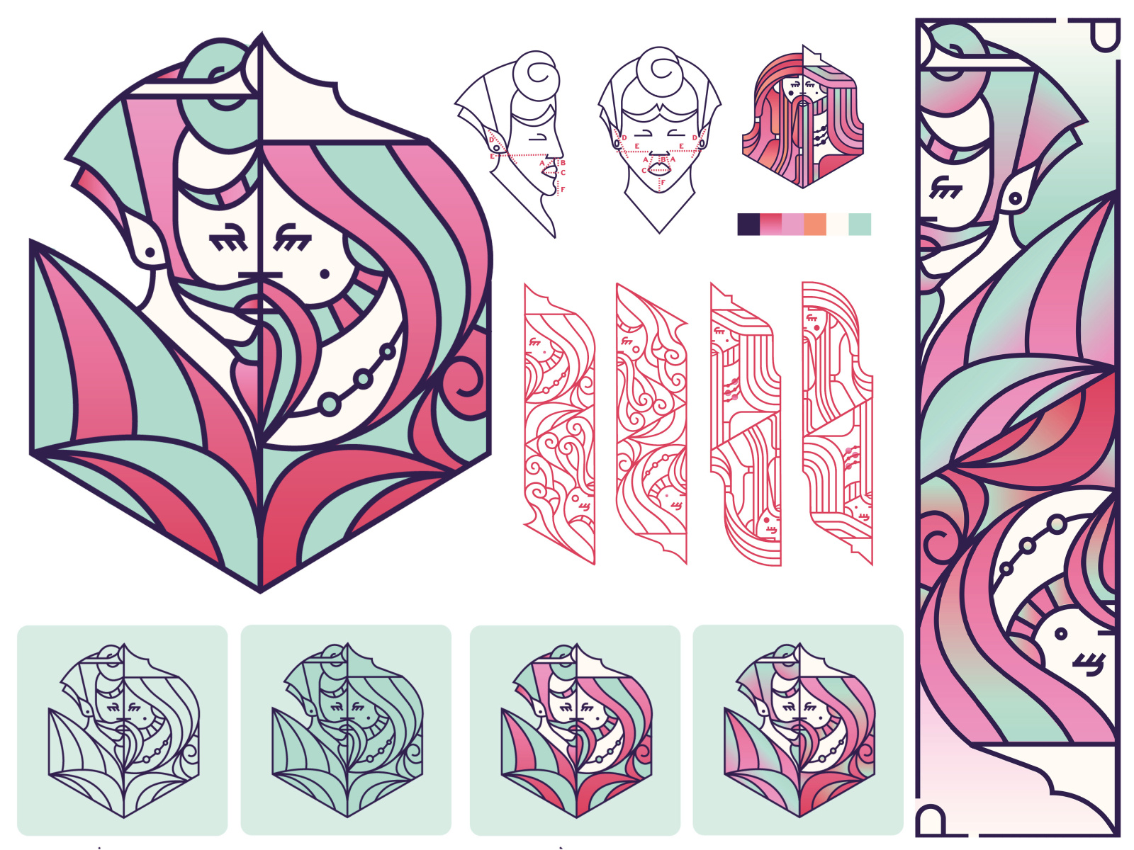 Prismatic Postiche - Brand Illustration part 1 by Laszlo Balogh on Dribbble