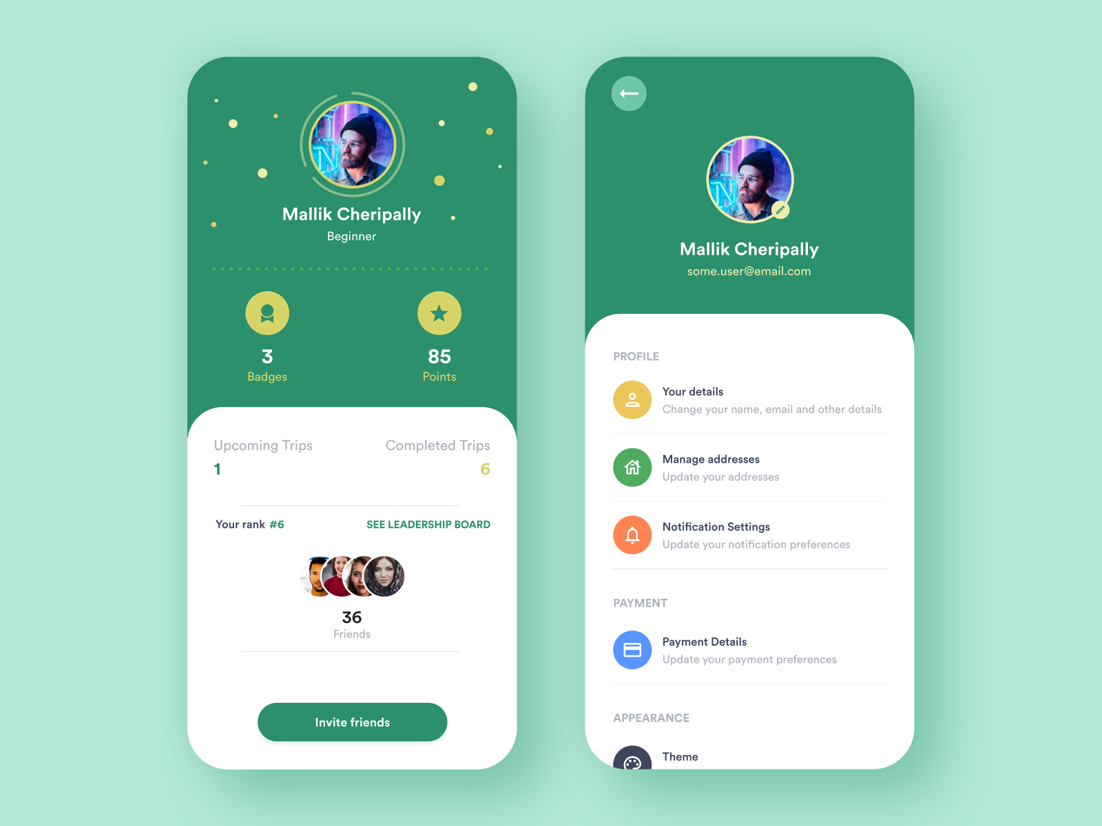 Profile and Settings - Travel App Exploration by Mallik Cheripally on ...
