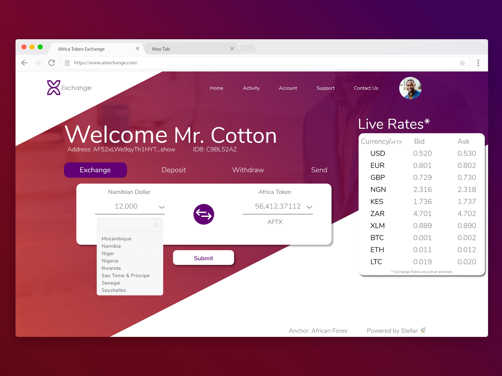 AFTX Exchange in browser by Naafi Cotton on Dribbble