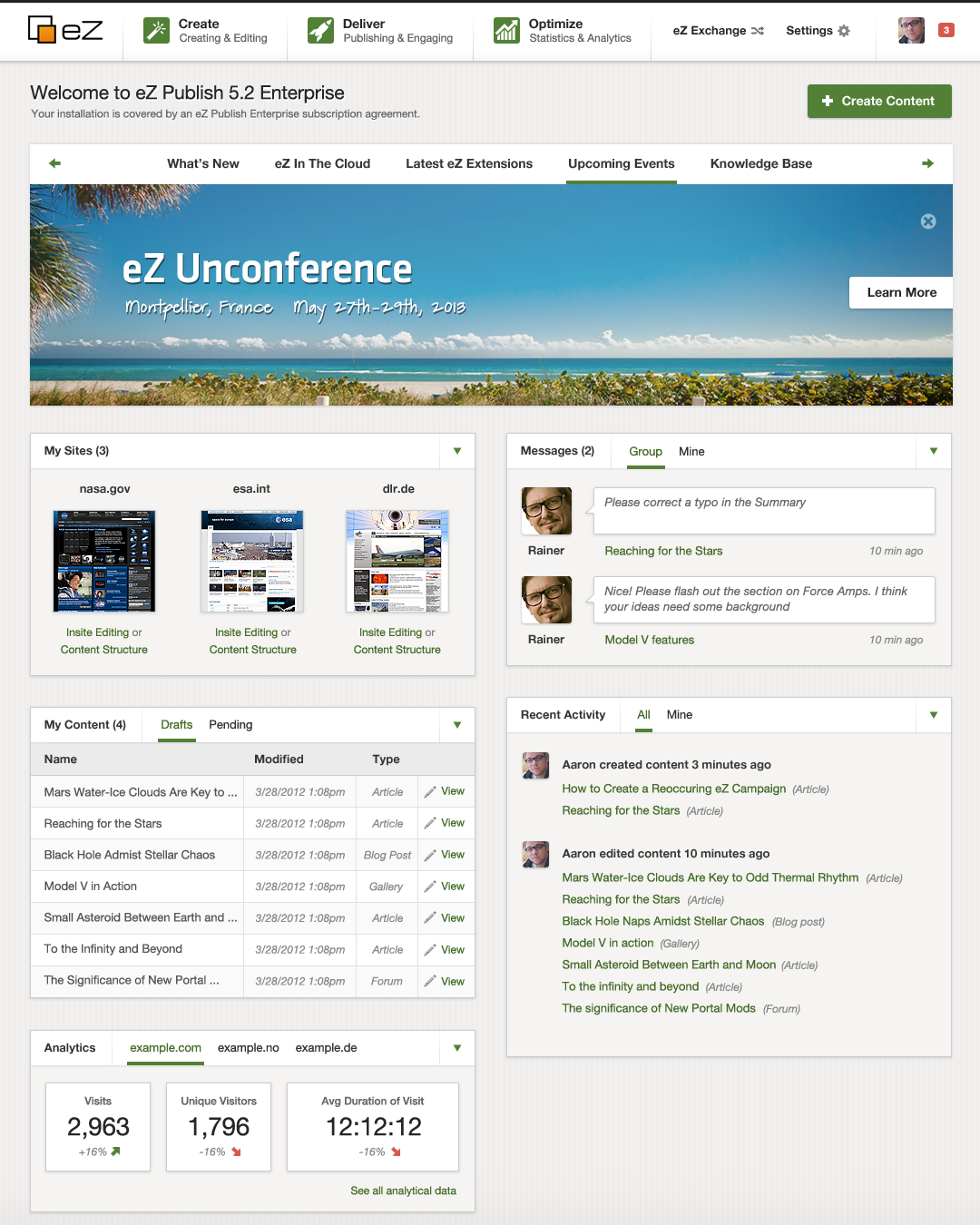 Dribbble - ez-publish-app-dashboard.png by Aaron Lynch