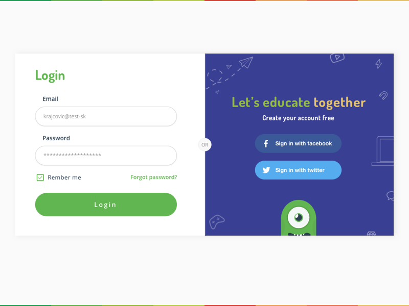 Login Kidscodr by Jozef Krajčovič (themore.eu) on Dribbble