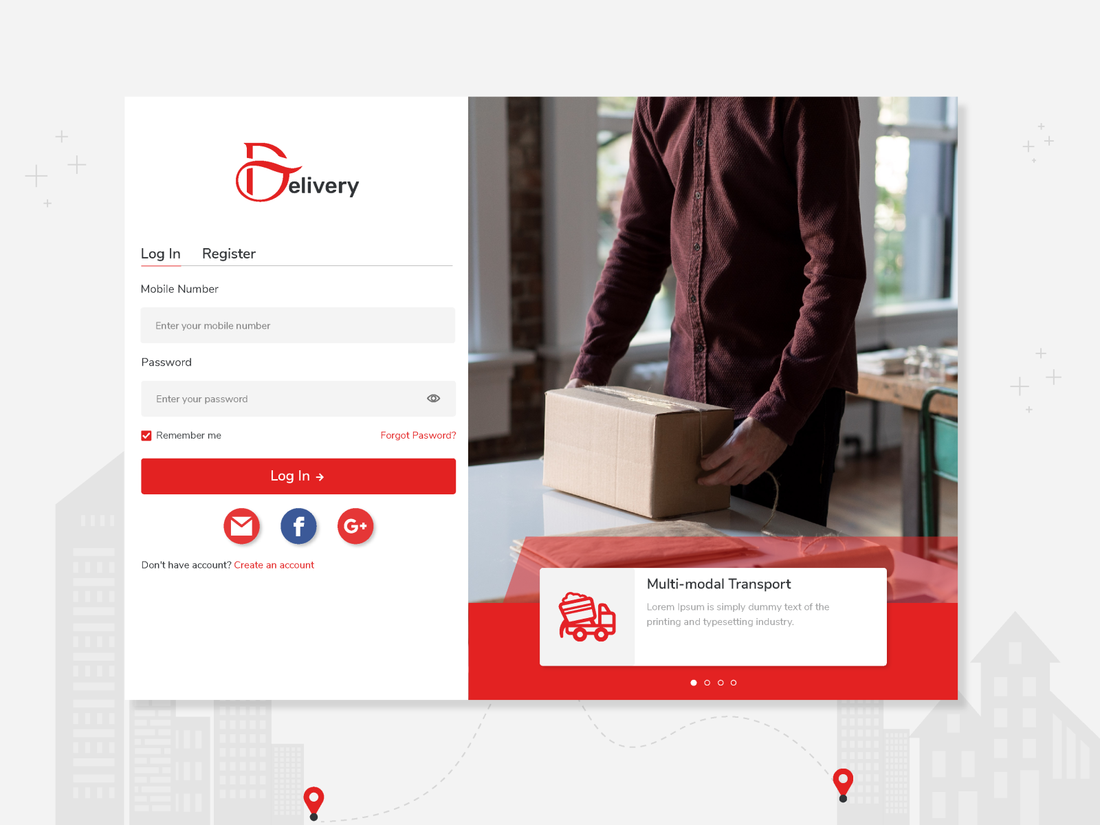 Courier- log in page by Ishita on Dribbble