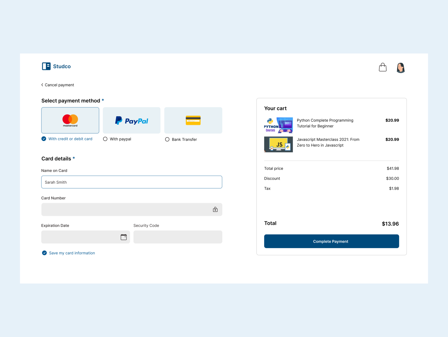 Daily UI Design 02 - Checkout Page by Aisyah Tria on Dribbble