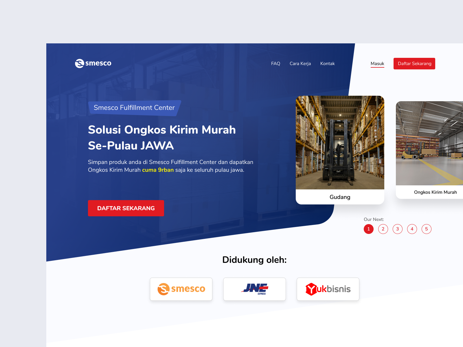Landing Page - Smesco Fulfillment Center by Maullana Ishak on Dribbble