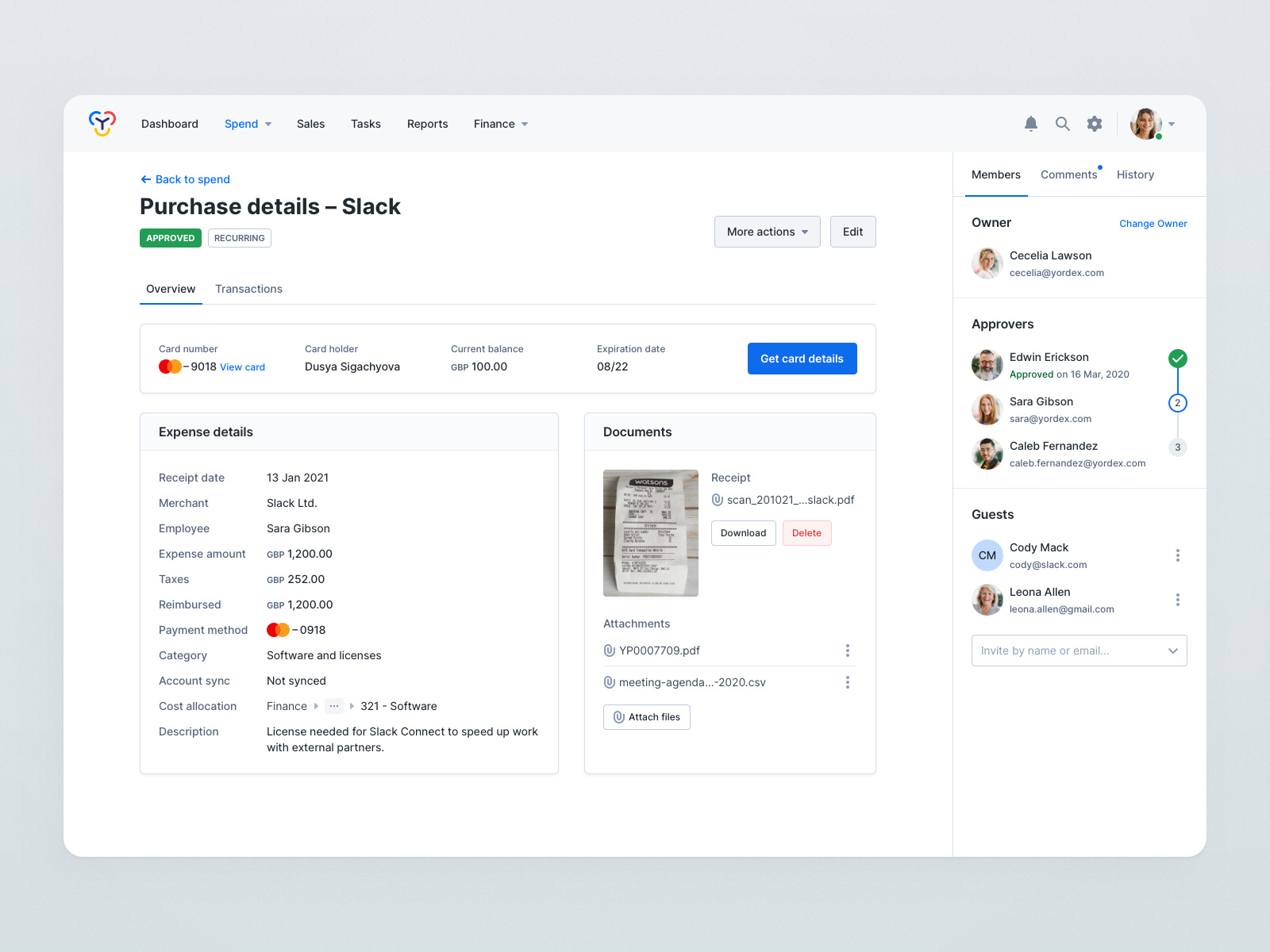 Transaction details 💸 / B2B SaaS by Rob Turlinckx on Dribbble