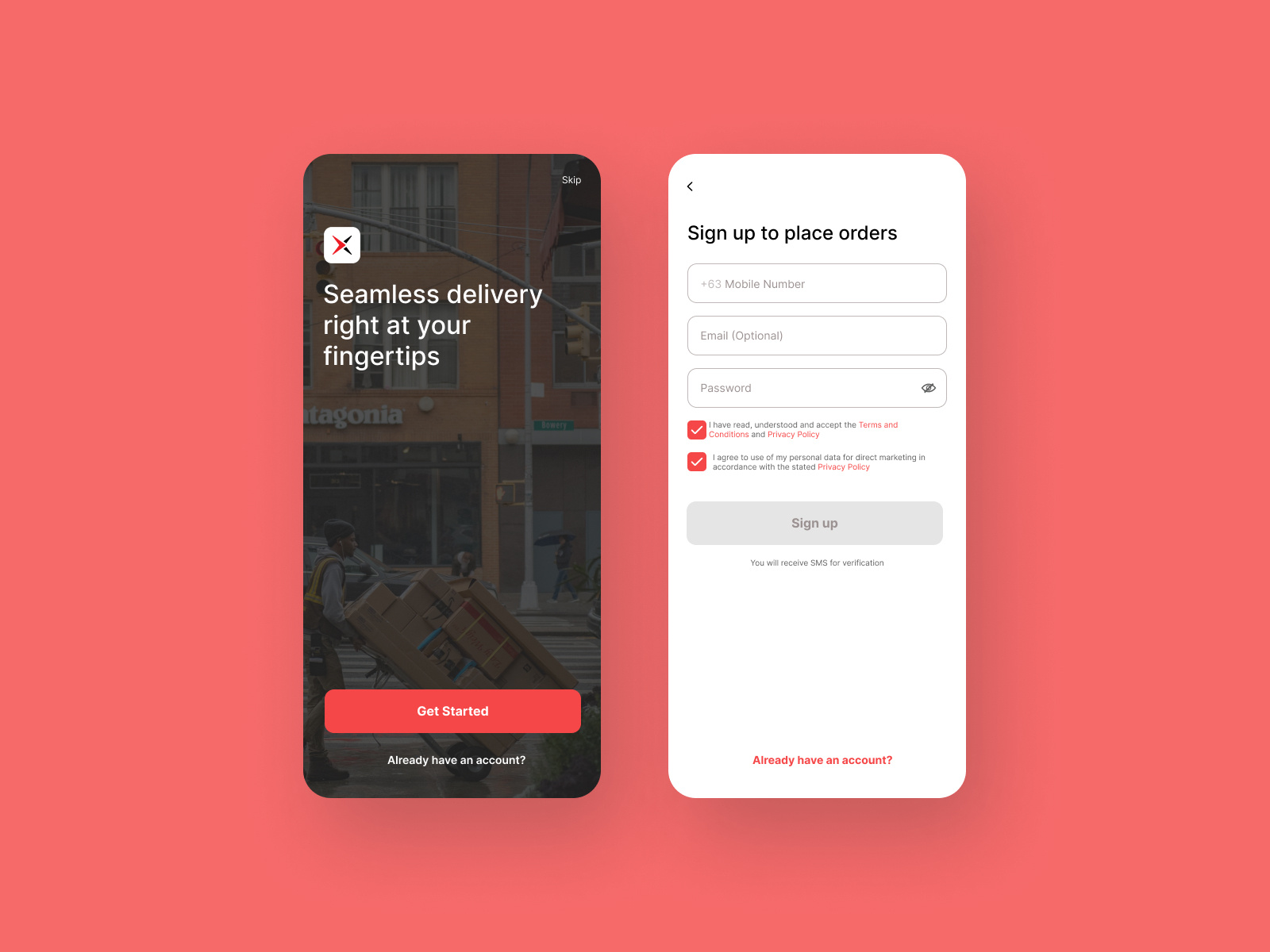 Sign-Up Page - Delivery App by Zenon Angelo on Dribbble