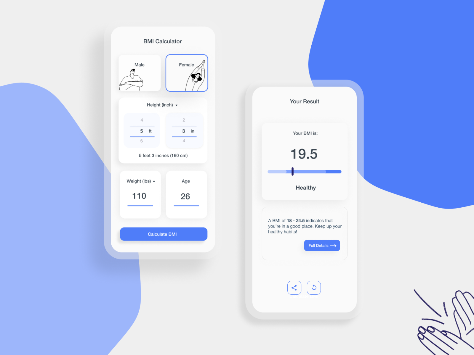 BMI calculator | Daily UI 004 by Huong D. Tran on Dribbble