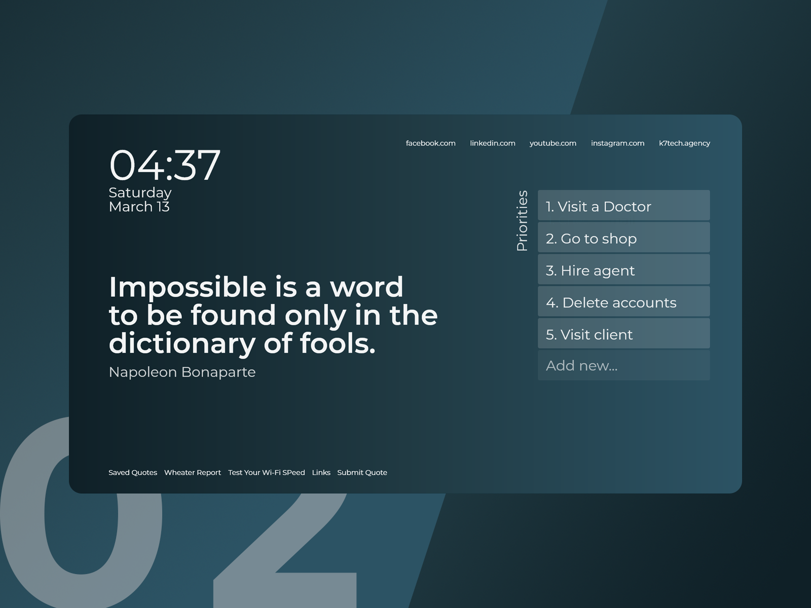 Personalized browser page by Uroš Jakovljević on Dribbble