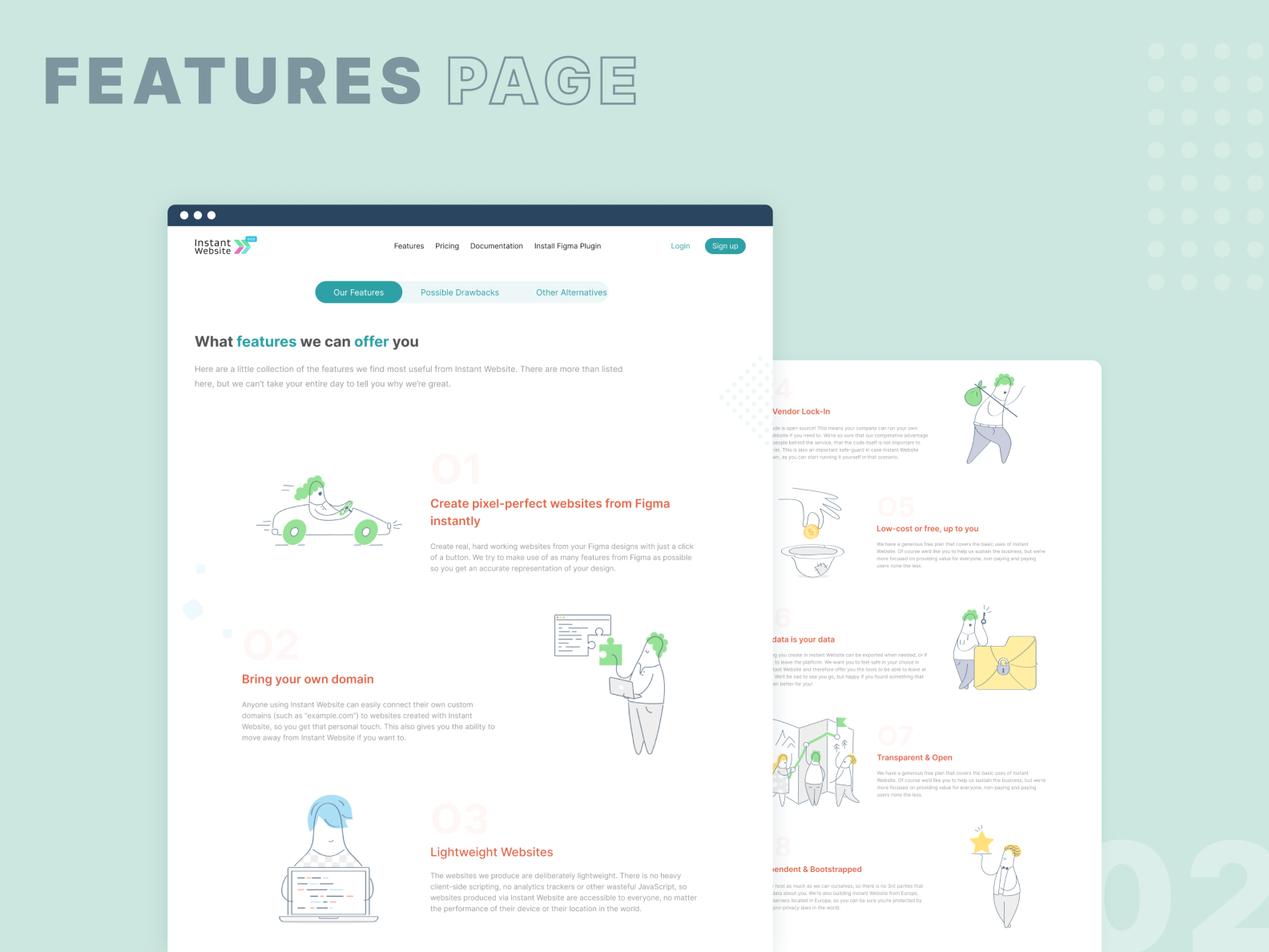 Instant Website - Features pages by Cloé Coupris on Dribbble