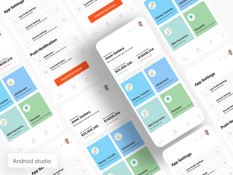 Banking UI KIT – Android Studio by Rohan Surve on Dribbble