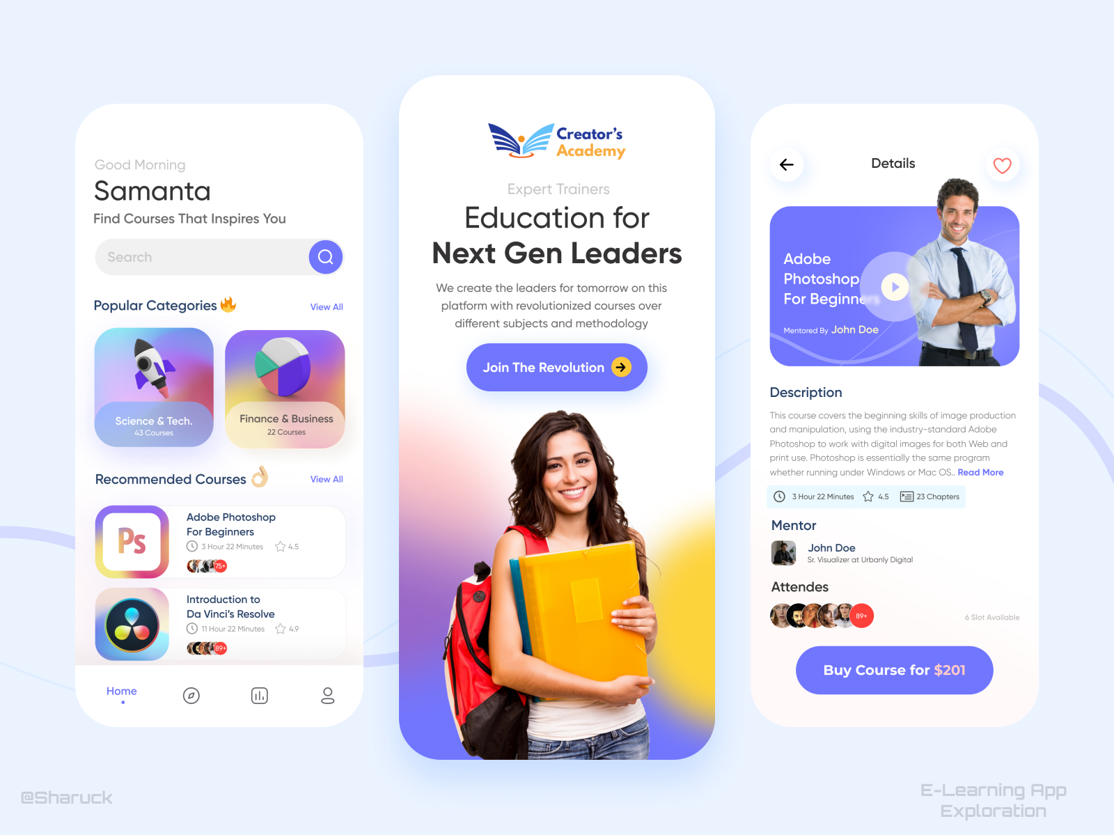 E-Learning App Exploration by Sharuck on Dribbble
