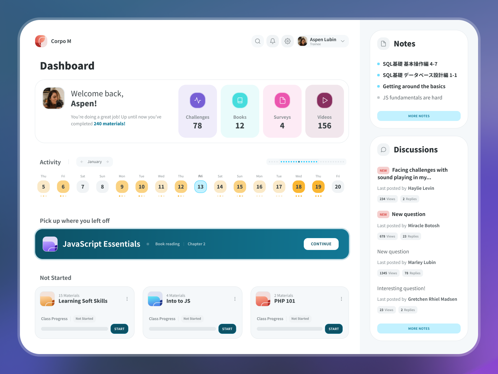 Trainee Dashboard by Shpetim Ujkani on Dribbble