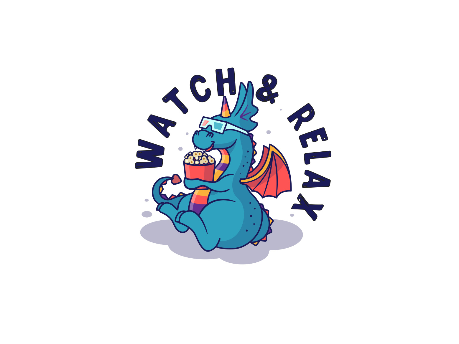 Dragon is watching a movie and eating popcorn by Olesia Kotelevska on ...