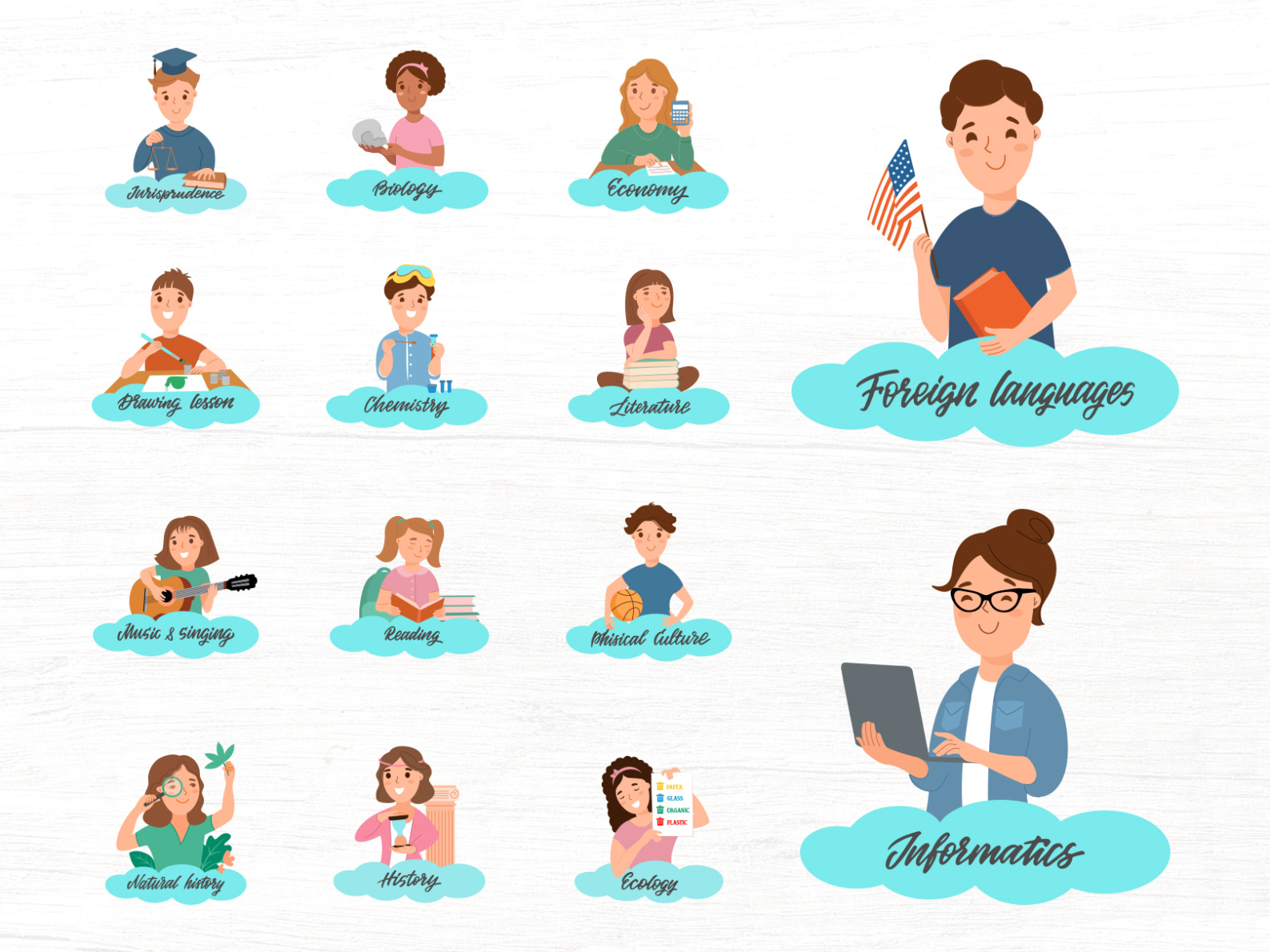 School subjects by Olesia Kotelevska on Dribbble