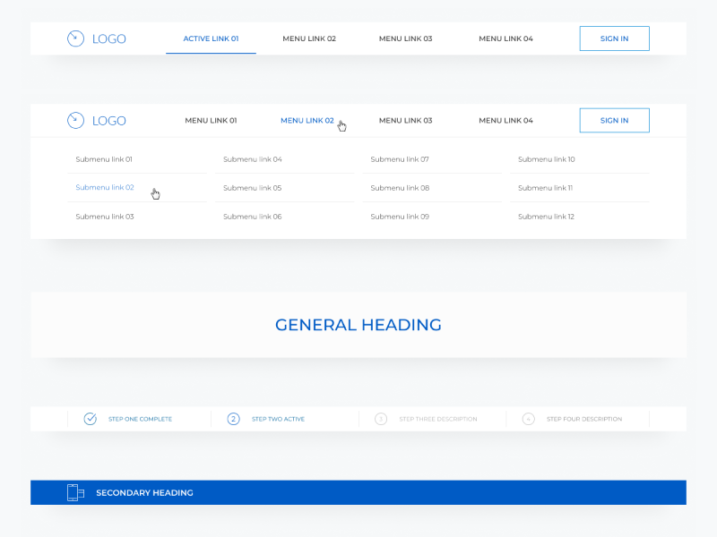 Desktop header components (in progress) by Vadim on Dribbble