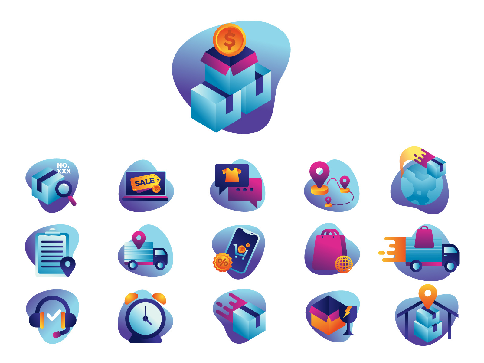 Delivery And E-Commerce Icons by Davin Vector on Dribbble