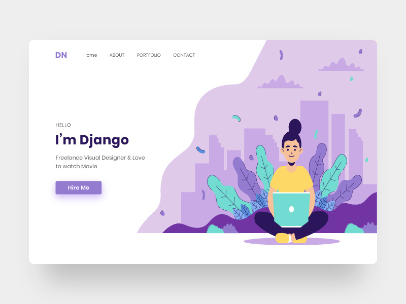 Portfolio website header illustration by Milton Debnath on Dribbble