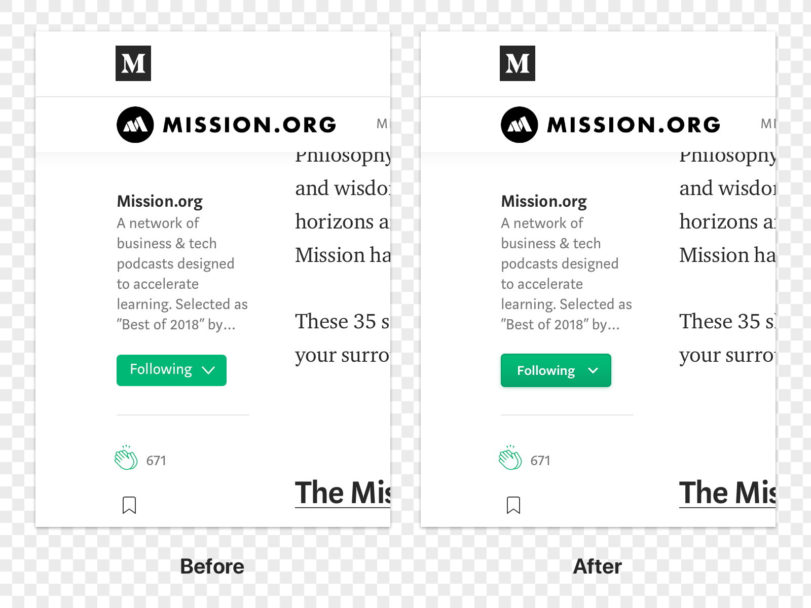 Fixing Medium's buttons by Jordan Moore on Dribbble