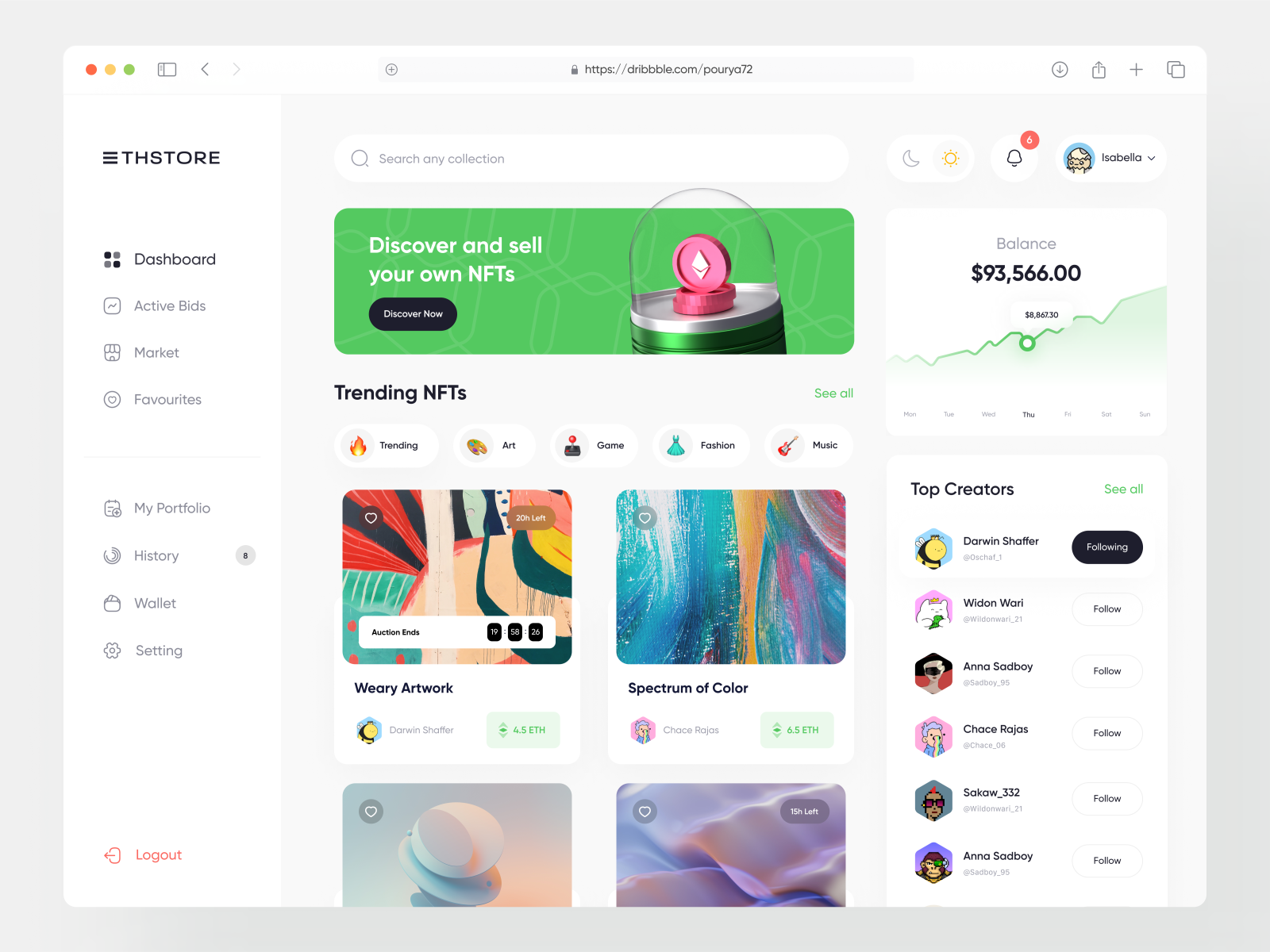 NFT Dashboard Design by pourya zamani for Piqo Studio on Dribbble