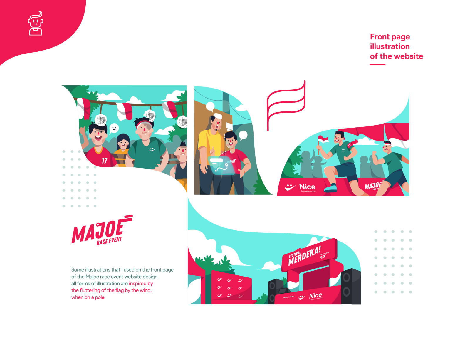 Front page illustration of Majoe Race event Website by IronHead on Dribbble