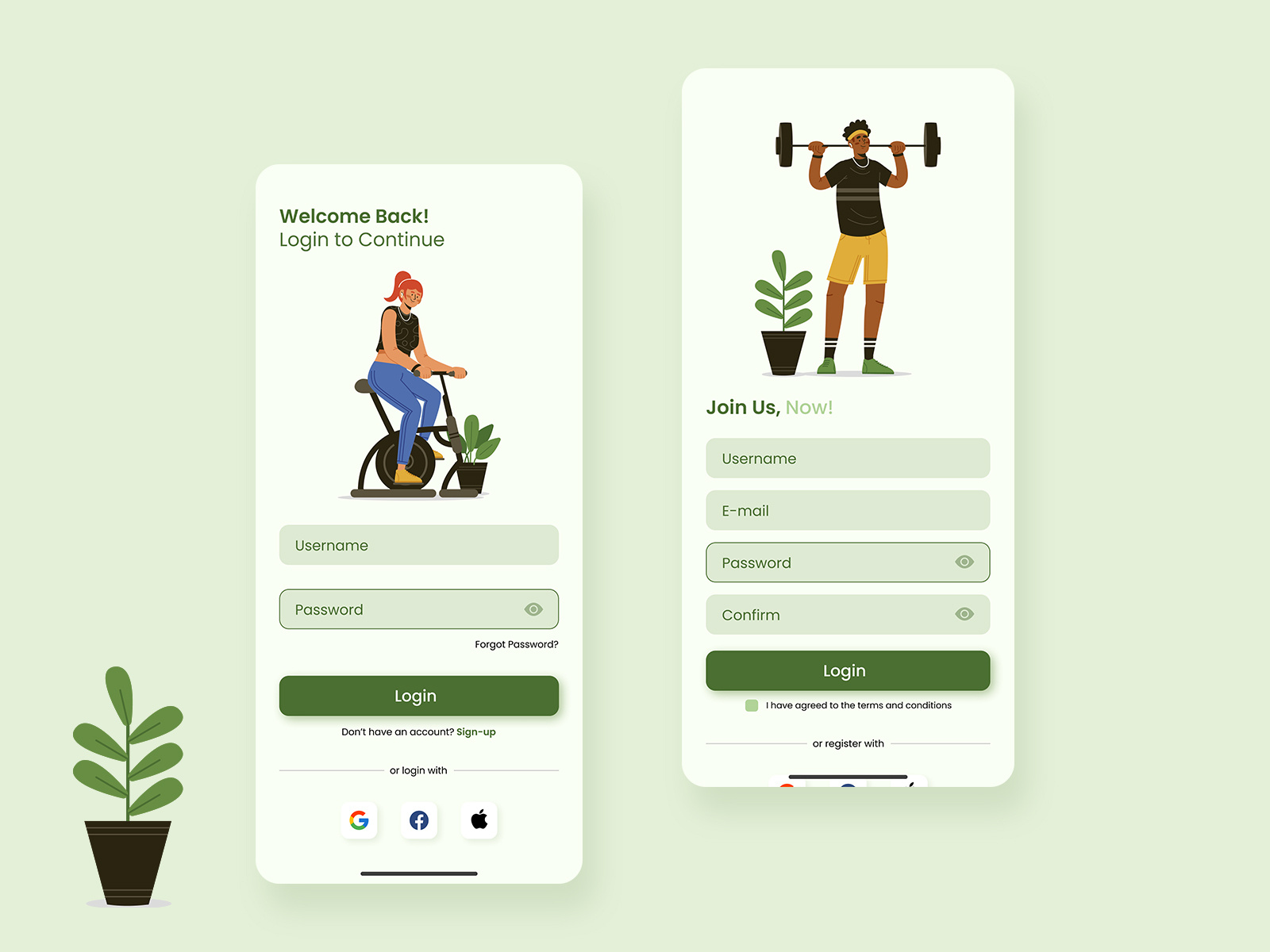 Gym Mobile Apps - Login & Sign Up Page by Dian on Dribbble