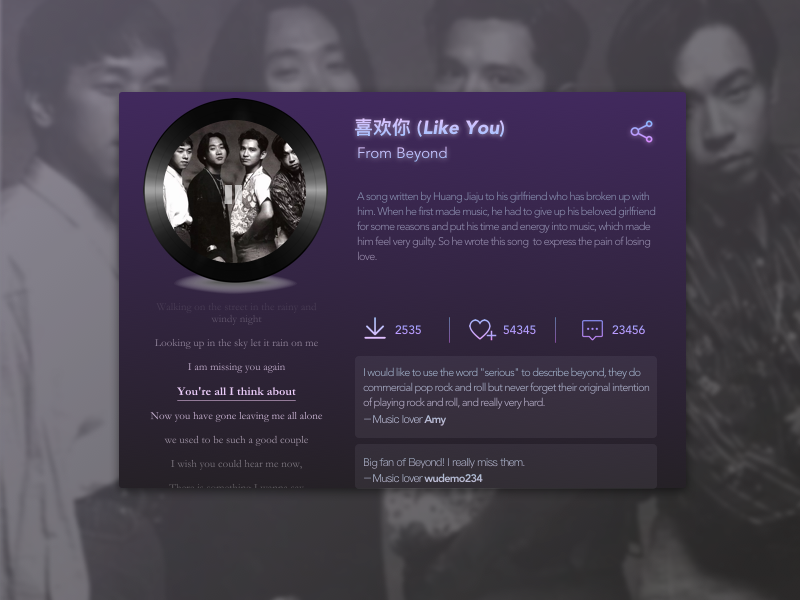 Music App/Web Design Music Play Card by Yinglei on Dribbble