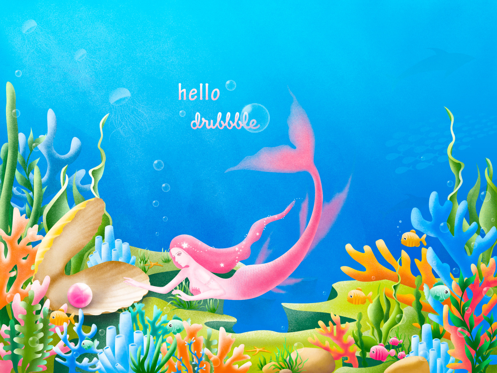 Hello Dribbble - mermaid by CC on Dribbble