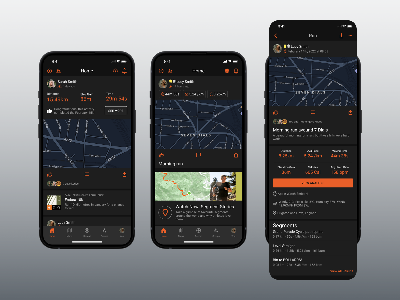 Strava dark theme design and UI update by Kate Mtz on Dribbble