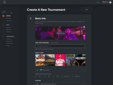 Tournaments Creation Page by Emmanuel Iroko on Dribbble