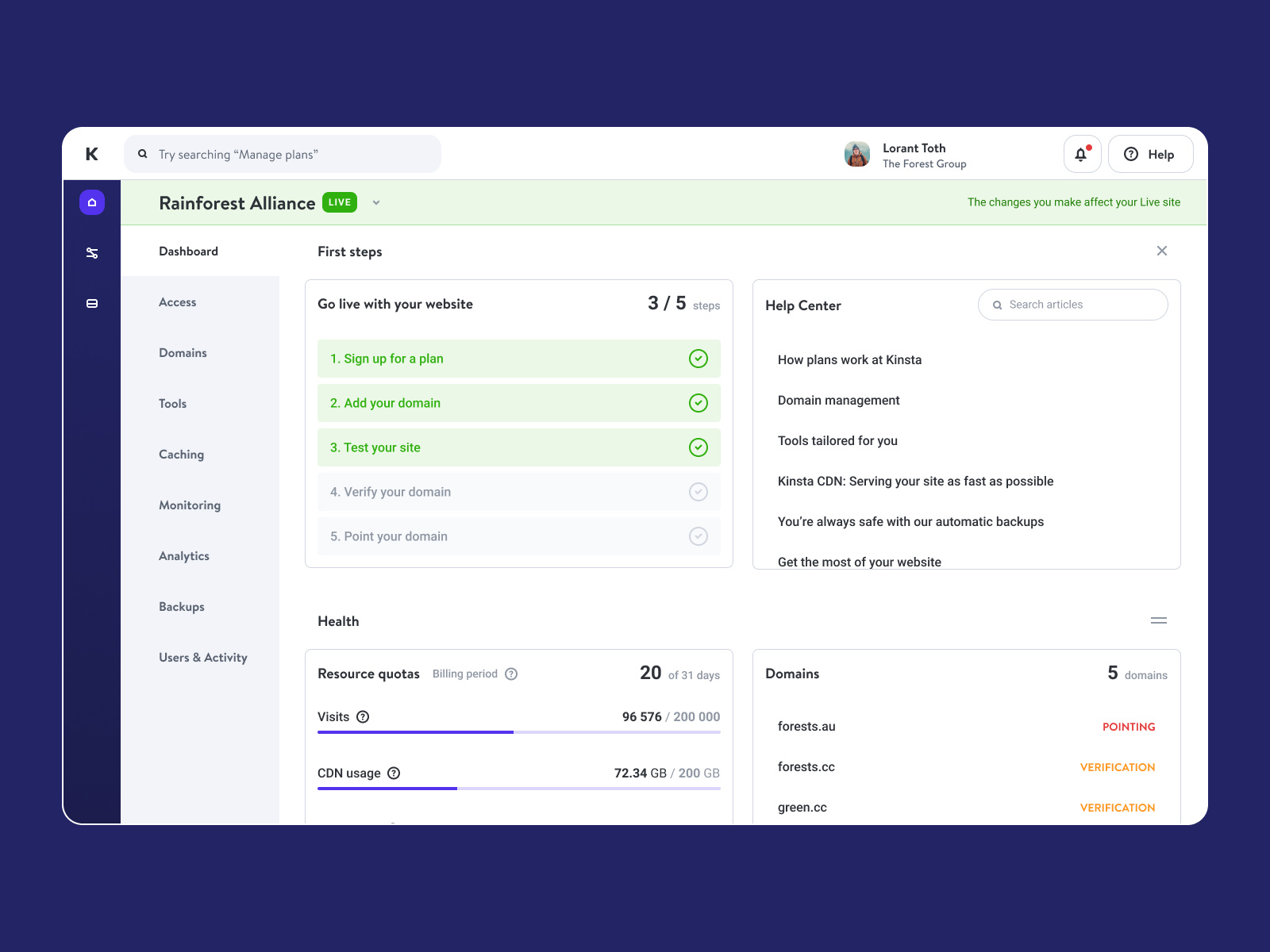 Kinsta WordPress Dashboard Concept by Lorant Toth on Dribbble