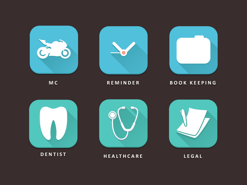 Icons for an insurance app by Linda Leow on Dribbble