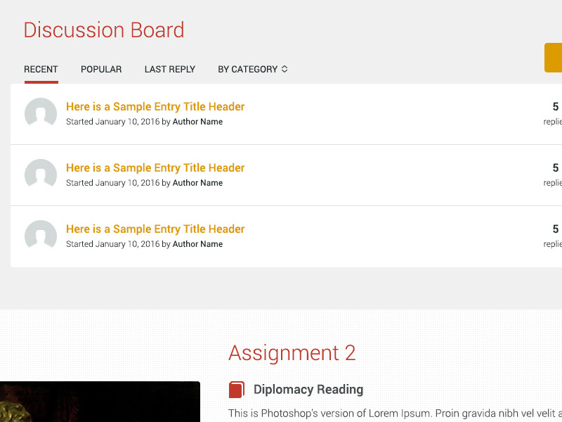e-Learning Course: Assignments Page Detail by Katherine Slack on Dribbble
