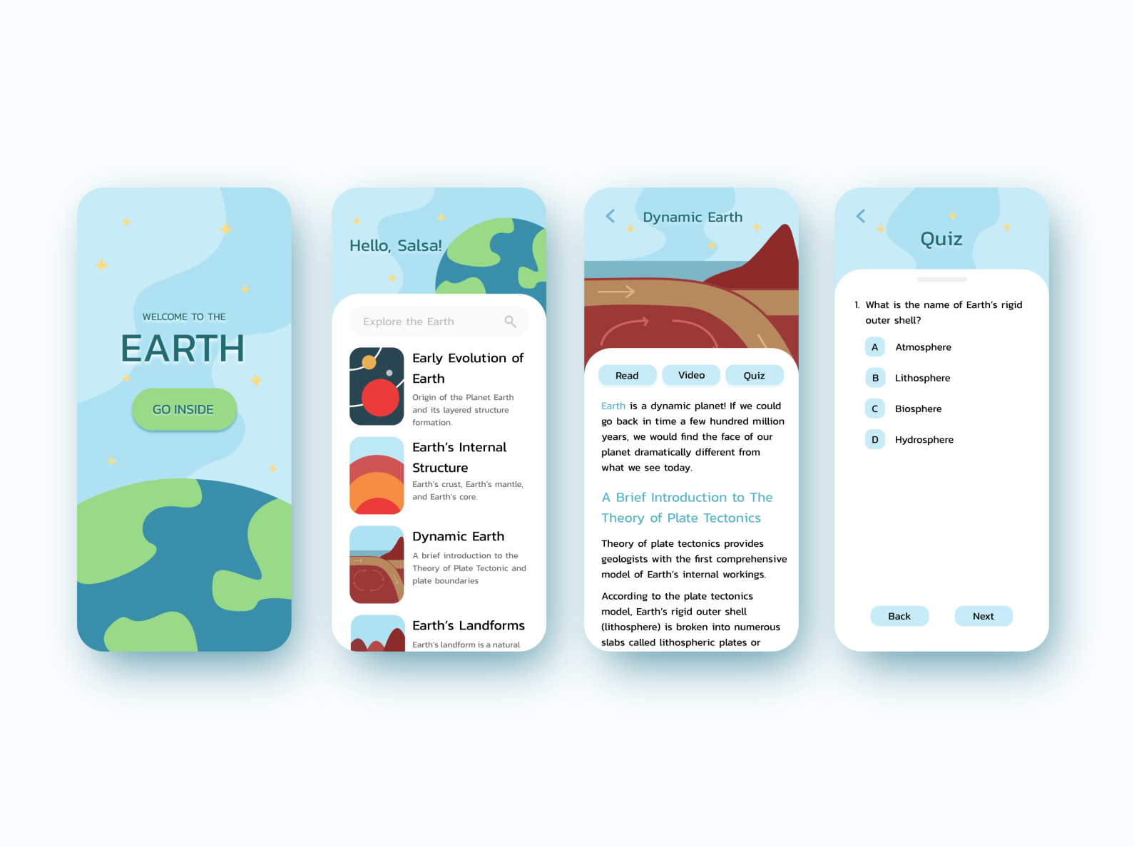 Earth Science Mobile App UI by Salsabila Atalieani on Dribbble