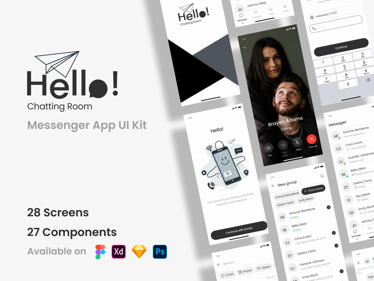 Hello! - Messenger App UI Kit by Majed Rahman on Dribbble