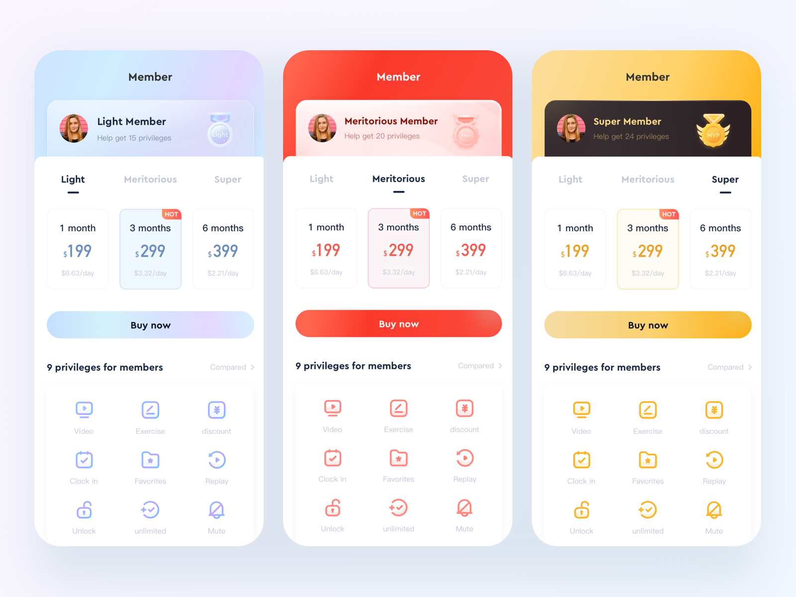 Member mobile app by Wangyishan on Dribbble