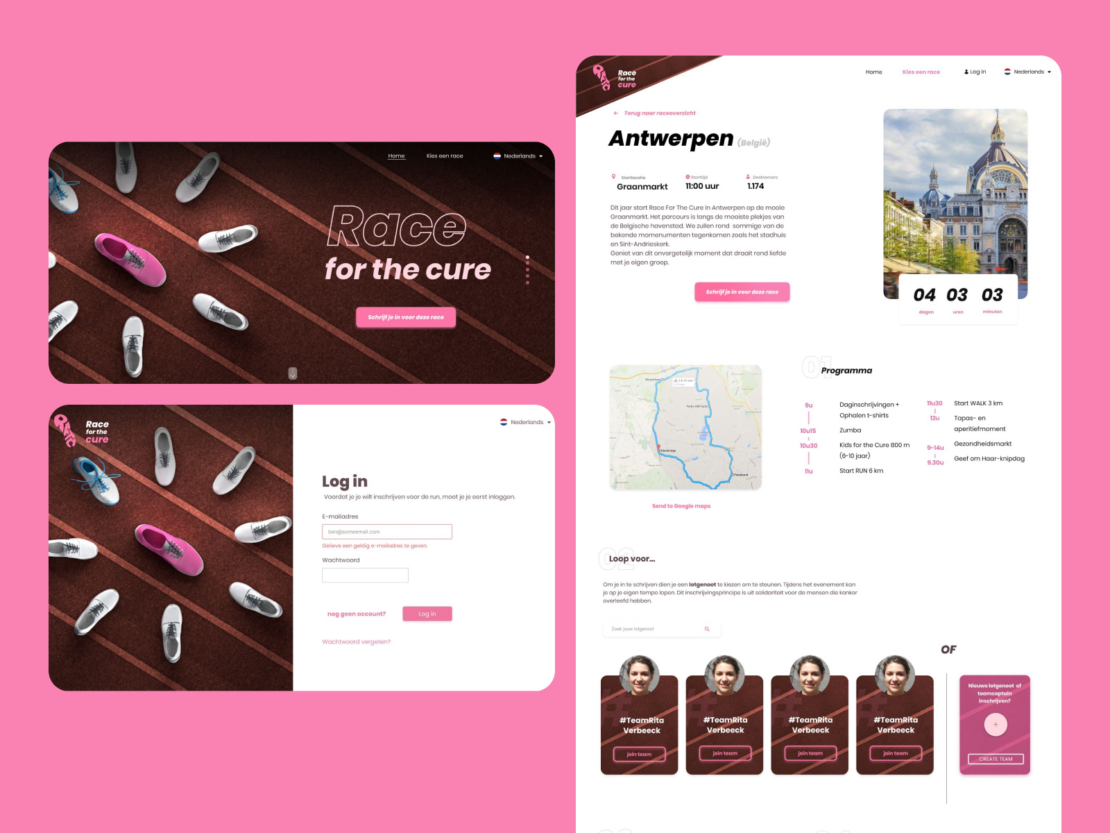 Race For The Cure - Registration platform by Lotte Vekeman on Dribbble