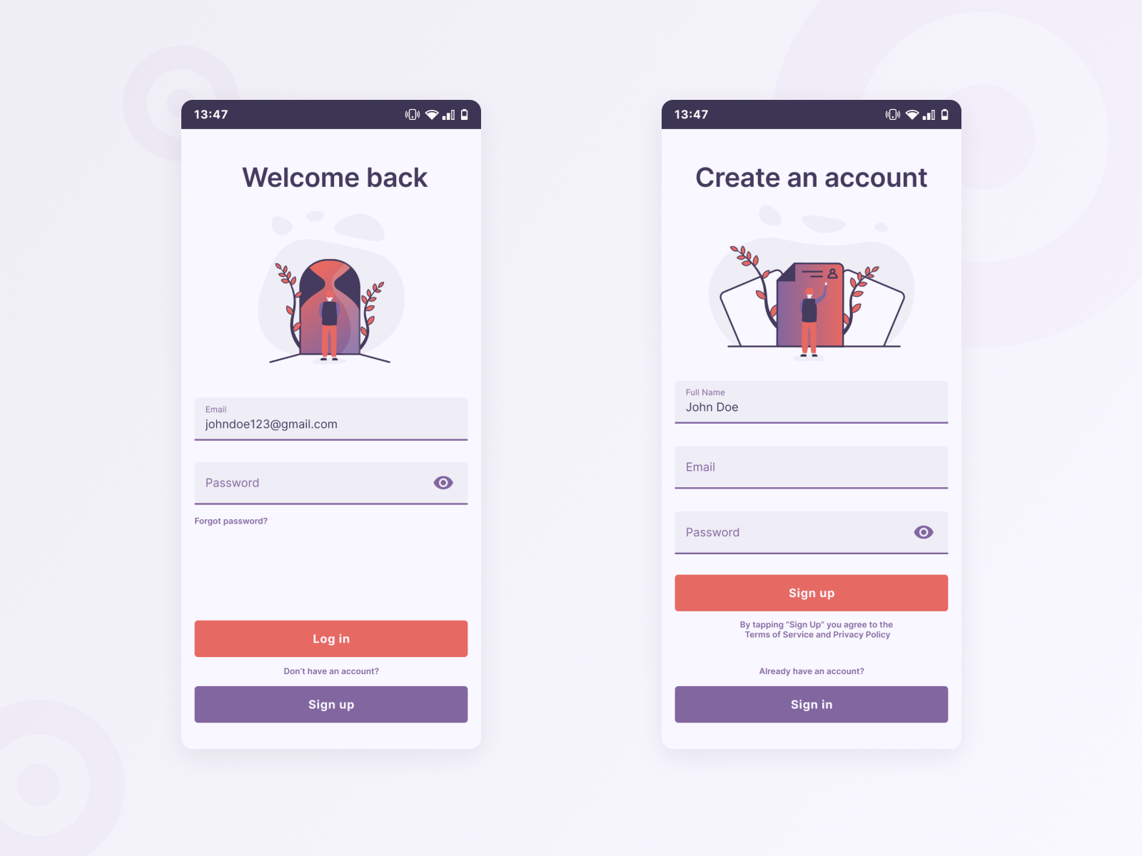 Time Tracker - Login/Signup Screens - Illustrations by Milan Opsenica ...