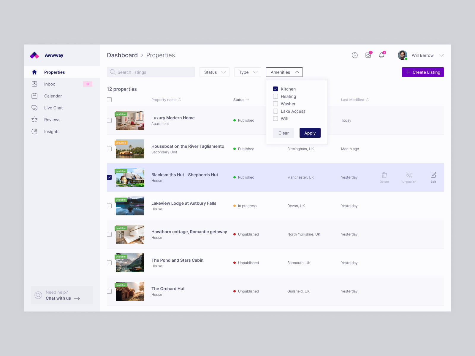 Vacation Rental Dashboard UI Concept #1 by Milan Opsenica on Dribbble