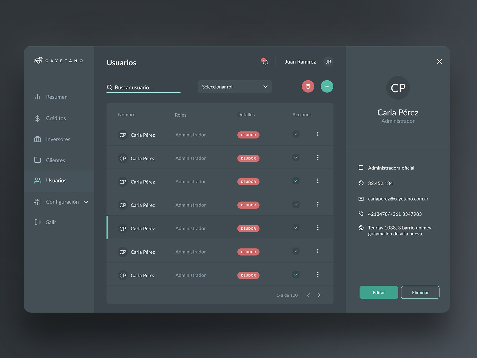 Users management UI Fintech by Facundo Barahona Leonforte on Dribbble