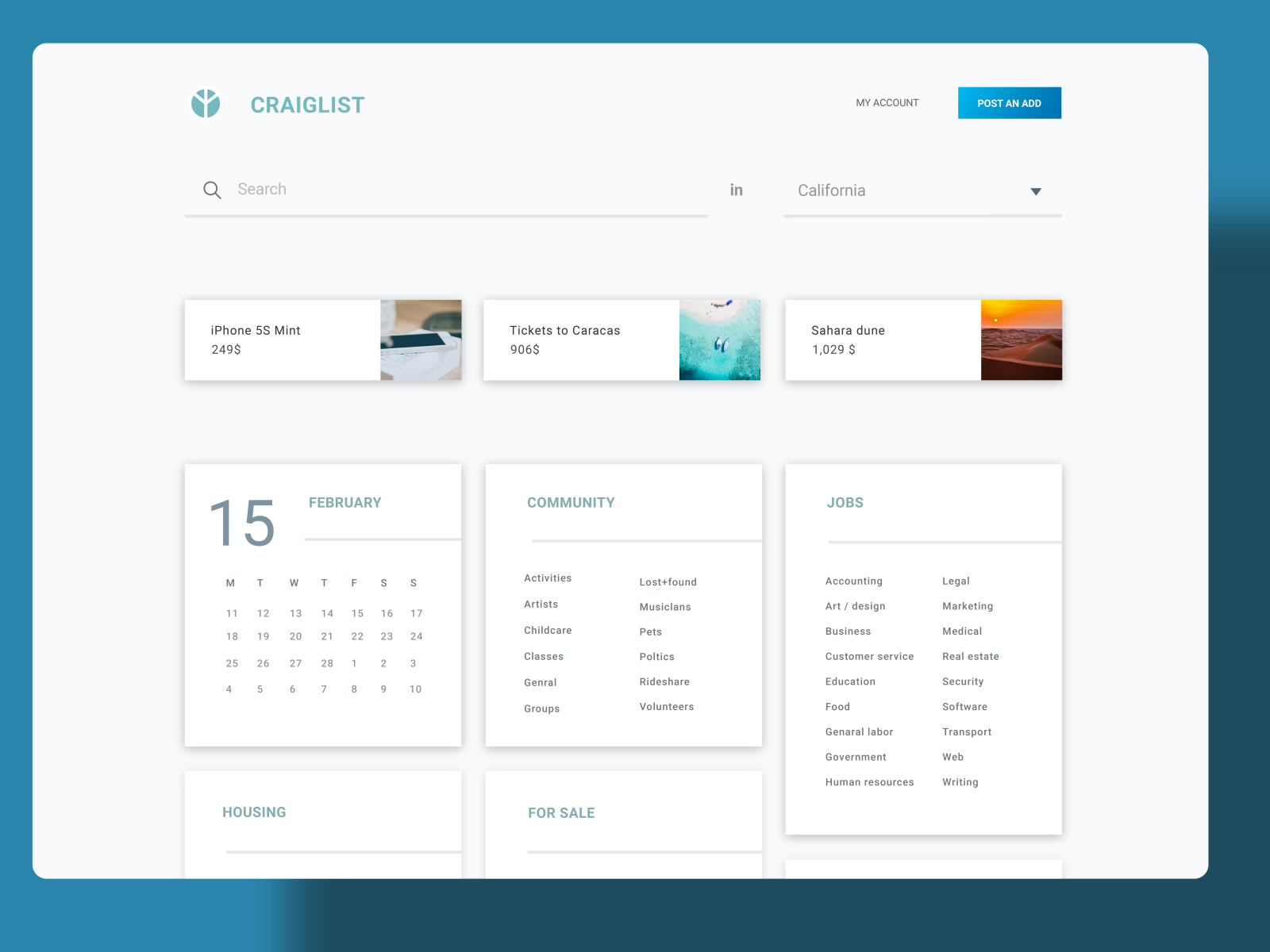 CRAIGLIST by ni RU on Dribbble