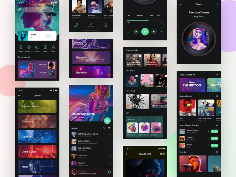 music app redesign by Zhenzhen on Dribbble