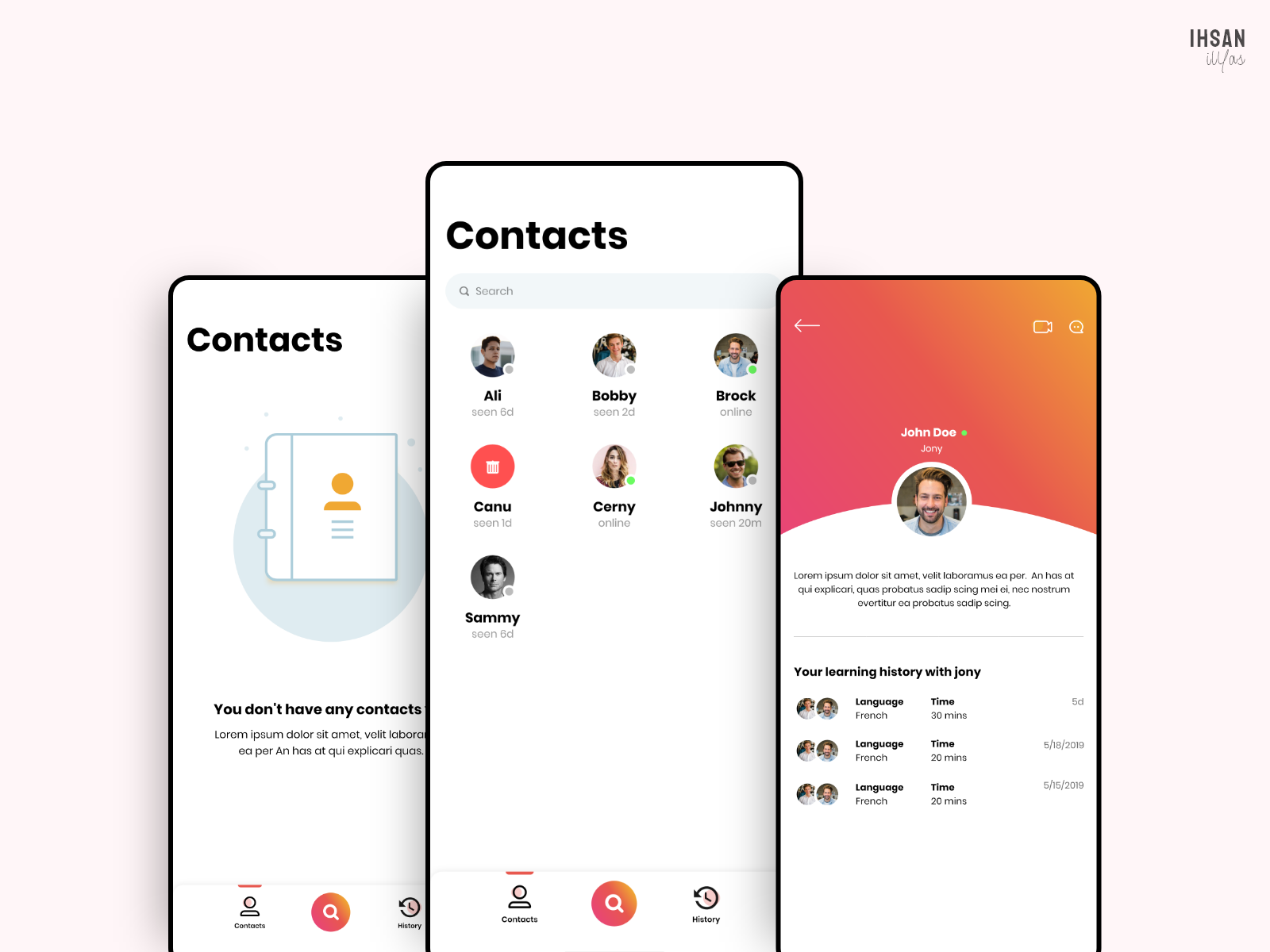 Contacts - Profile - UI by Busona on Dribbble