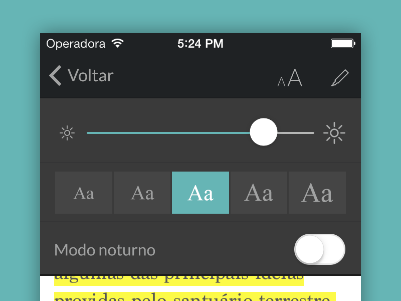 Font size and brightness adjust by Heberti Almeida on Dribbble