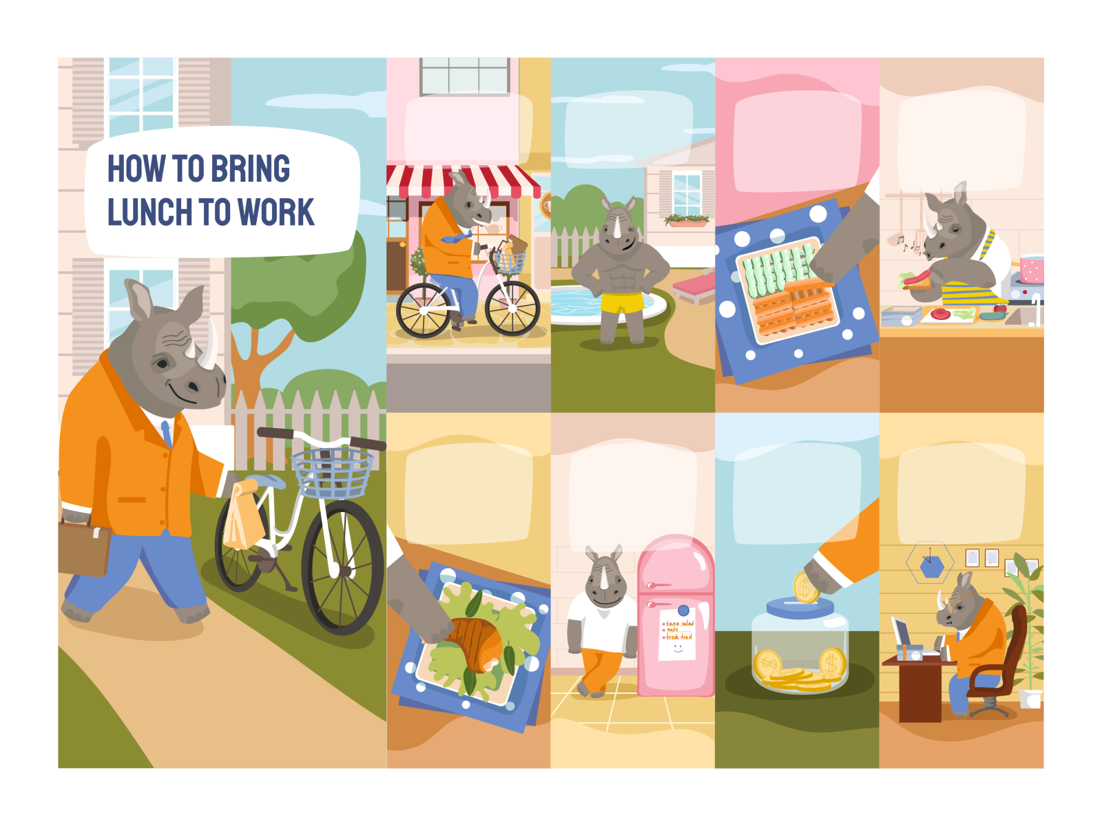 How to Bring Lunch to Work by Tatiana Stepanova on Dribbble
