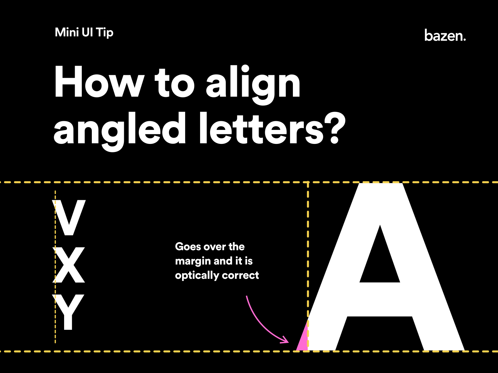 Mini UI Tip - How to Align Angled Letters? by bazen.talks on Dribbble