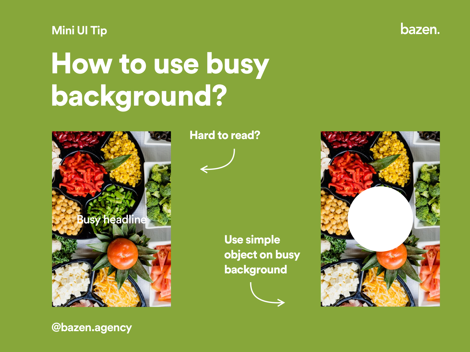 Mini UI How to use busy background by bazen.talks on Dribbble