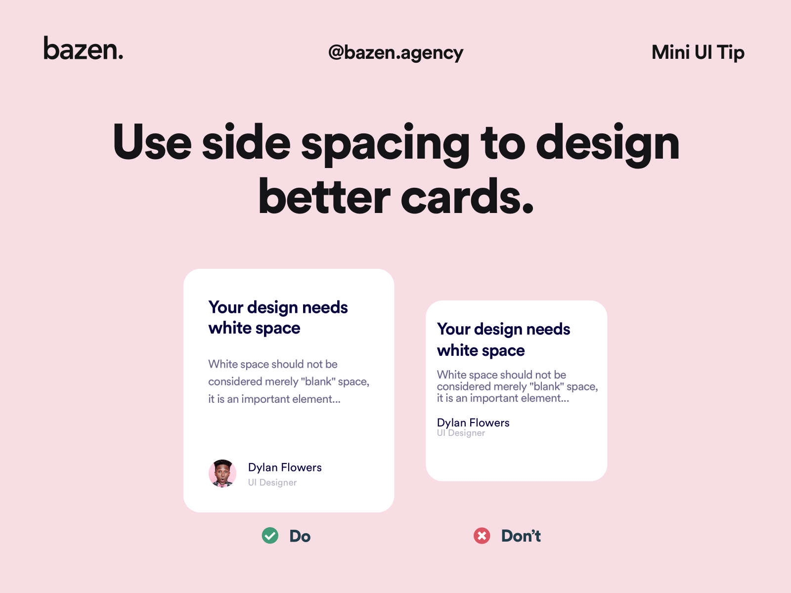 Mini UI Tip - Side spacing by bazen.talks on Dribbble
